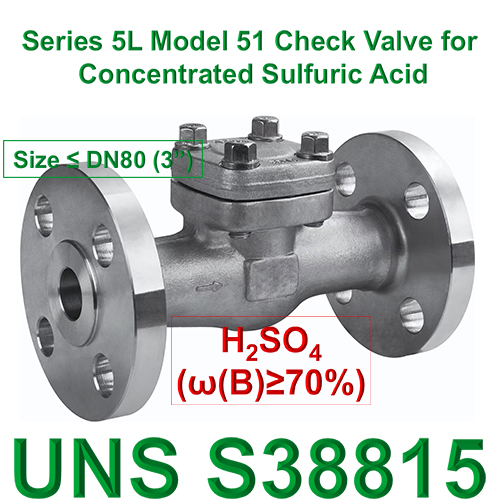 Series 5L Model 51 Check Valve for Concentrated Sulfuric Acid